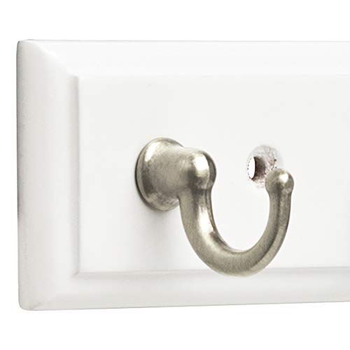 Franklin Brass Key Rail, 7 Hooks, 14 Inches, White & Satin Nickel Finish