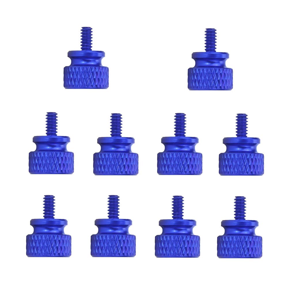 YATENG 10-pcs Anodized Aluminum Computer Case Thumbscrews (6-32 Thread) for Computer Cover/Power Supply/PCI Slots/Hard Drives DIY Personality Modification & beautification (Royal Blue)