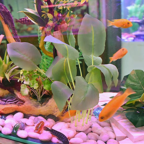 Smarlin Artificial Fish Tank Plants, Plastic Aquarium Plants, 2 Pack, 7 inches High, Realistic & Non-Toxic & Safe for All Fishes (Dark Green)