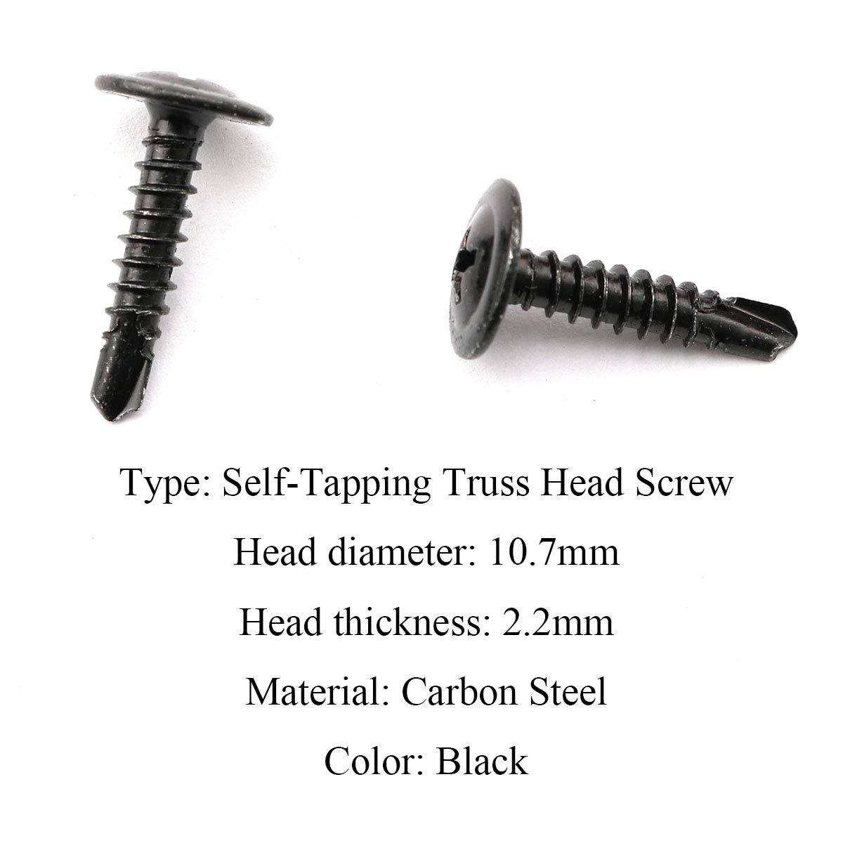 Pro Bamboo Kitchen 50pcs #8 x 3/4" Carbon Steel Cross Large Self-Tapping Truss Head Screws Black