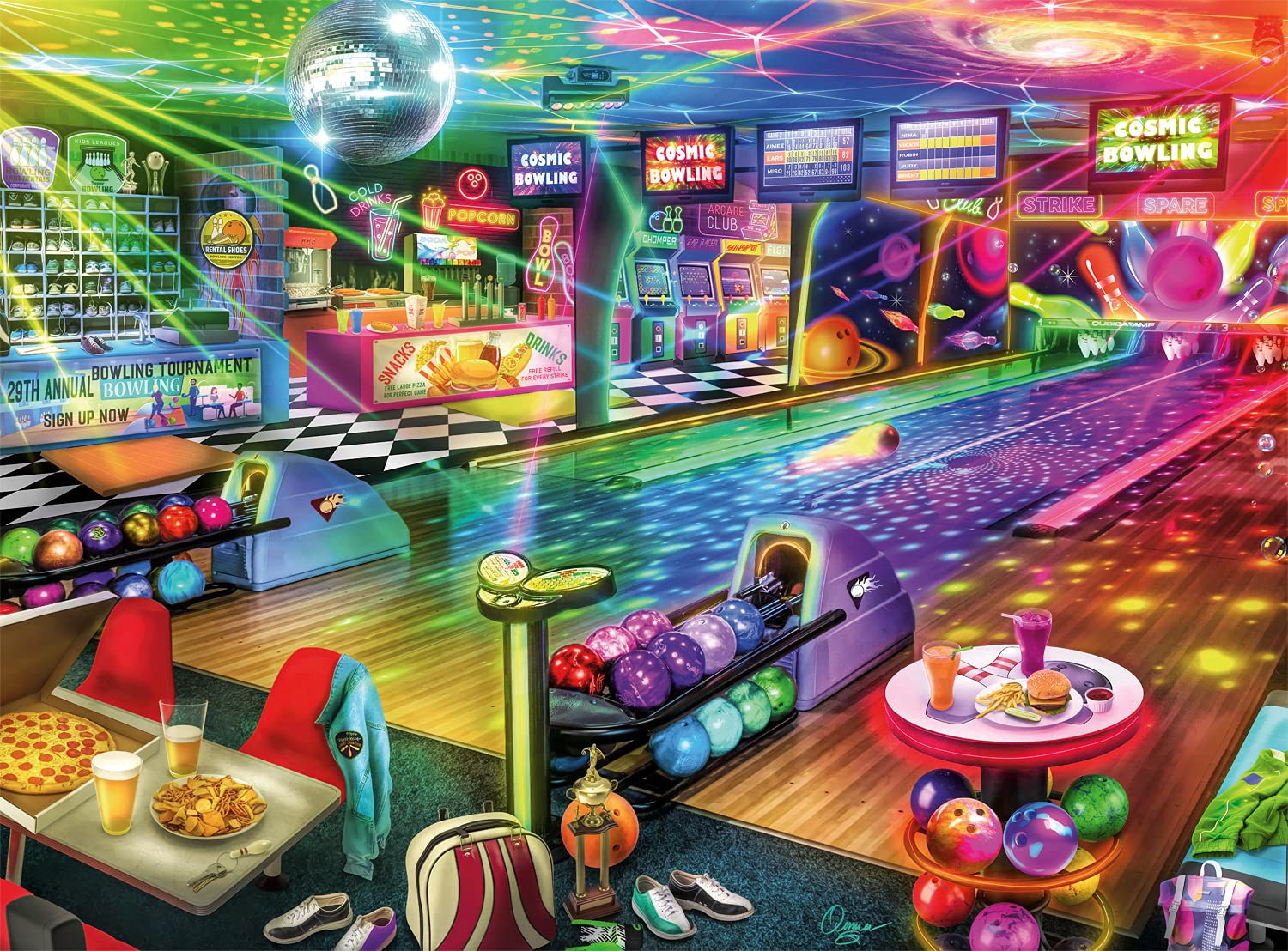Buffalo Games - Aimee Stewart - Blacklight Bowling - 1000 Piece Jigsaw Puzzle,Multicolour