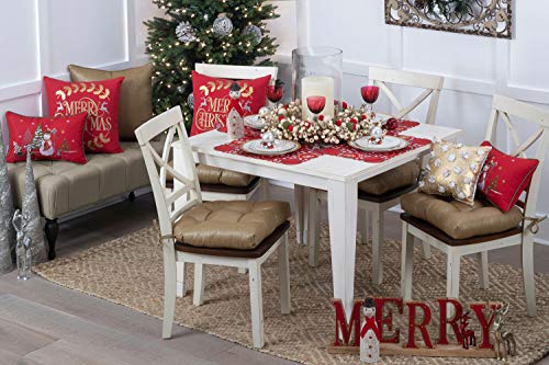 Pillow Perfect Merry Christmas Decorative Throw Pillow, 18", Red/Gold/Silver