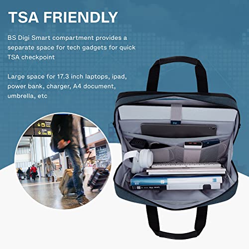 BAGSMART 17.3 Inch Laptop Bag, Expandable Computer Bag Laptop Briefcase Men Women,Laptop Shoulder Bag,Work Bag Business Travel Office, Dark Blue