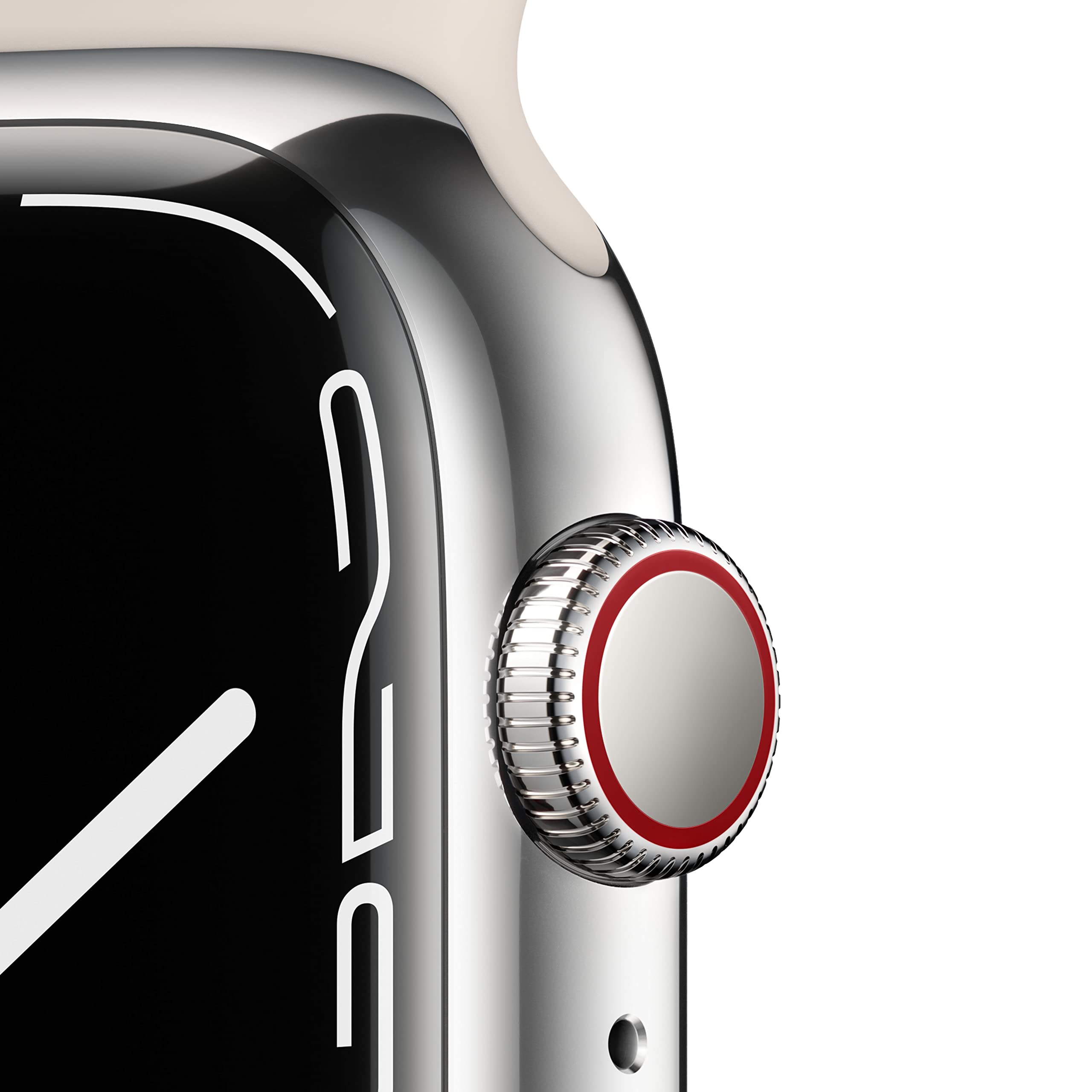 Apple Watch Series 7 [GPS + Cellular 45mm] Smart watch w/Silver Stainless Steel Case with Starlight Sport Band. Fitness Tracker, Blood Oxygen & ECG Apps, Always-On Retina Display, Water Resistant