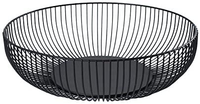 Black Metal Wire Fruit Basket Bowl For Kitchen,Living Room,Office - Large Decorative Centerpiece To Display Fruit, Vegetables, Bread, Candy, Household Items Or Use As A Gift Basket
