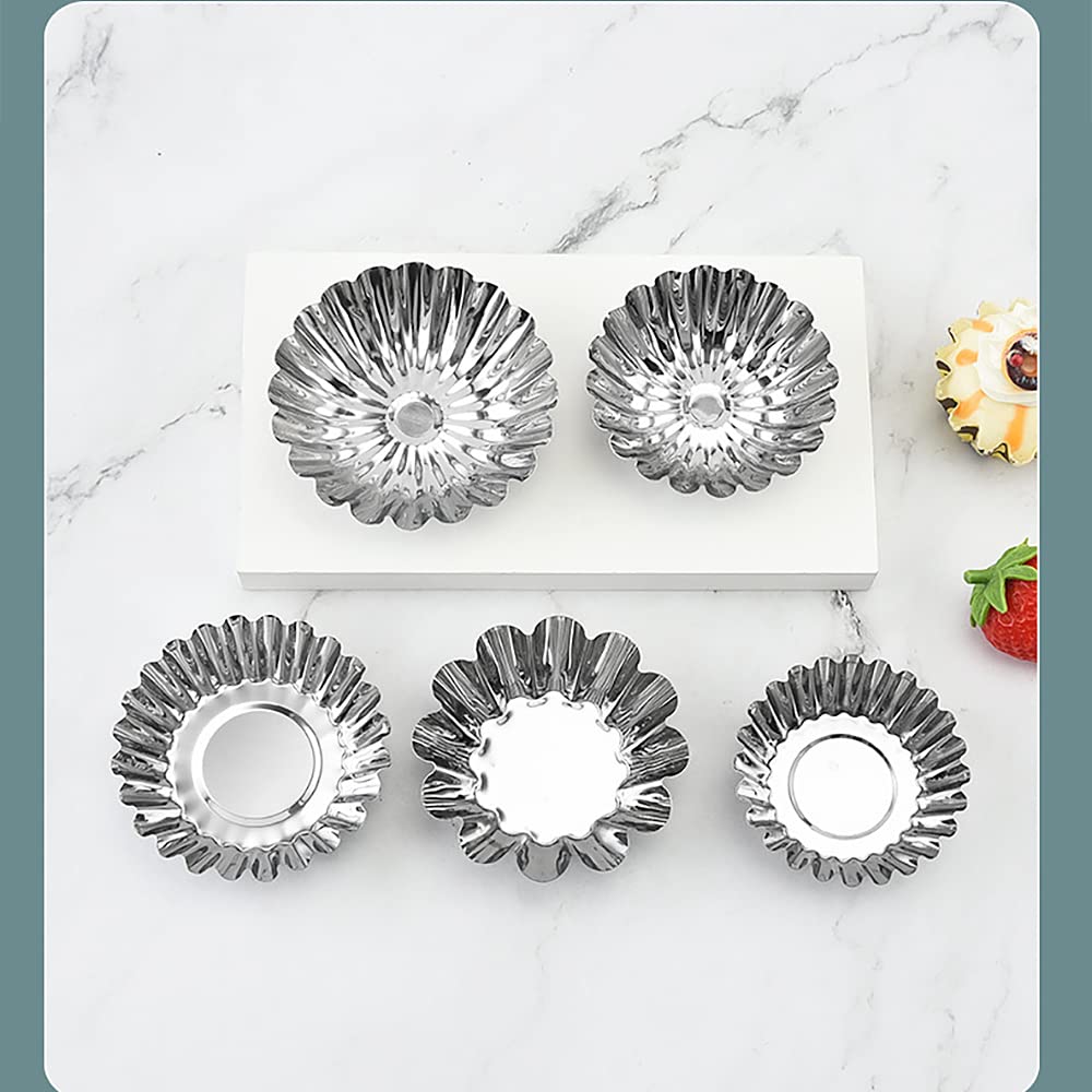 A-XINTONG 430 Stainless Steel Muffin Baking Cups Pack of 25 Pieces Reusable 5 Types Stainless Steel Mini Cupcake Molds, Nonstick Cupcake Liners Pastry Candy Molds Set DIY Cake Tools