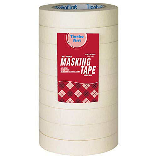 General Purpose Masking Tape for Home and Office, 0.94-Inch x 60 Yards, 9 Rolls, Beige by TIANBO FIRST