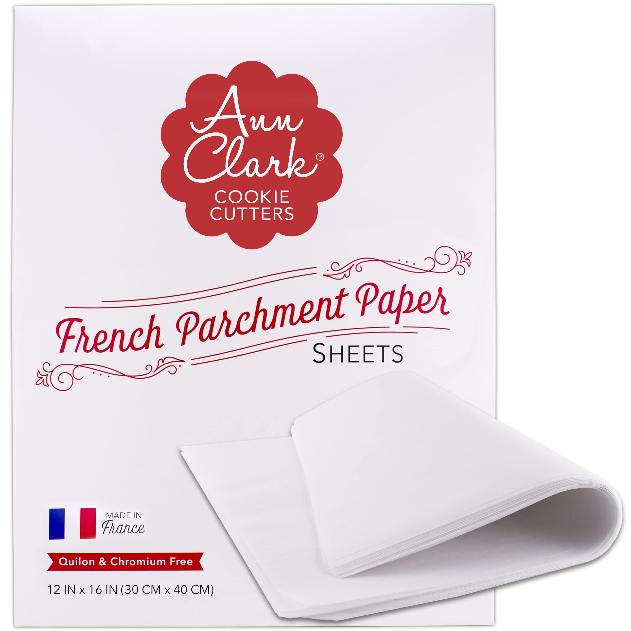 Ann Clark Parchment Paper Sheets for Baking, Made in France, Natural Nonstick 16" x 12" Precut 100 Sheets