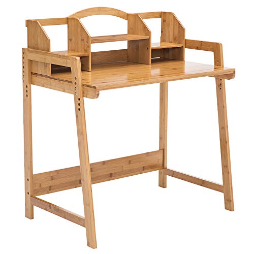 UNICOO - Bamboo Height Adjustable Kids Desk and Chair Set, Children Desk, Study Table and Chair Set (Nature -01)