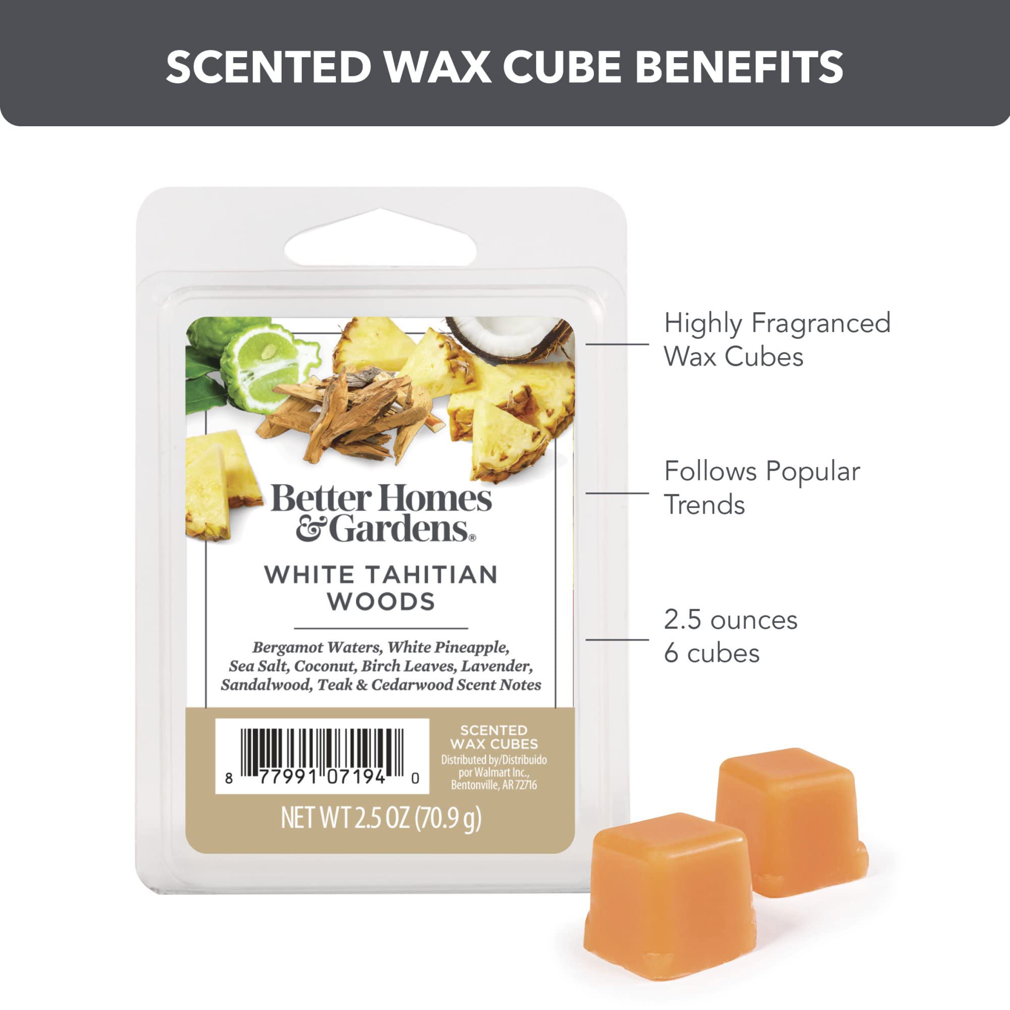 Better Homes and Gardens 2018 Limited Edition White Tahitian Woods Wax Cubes