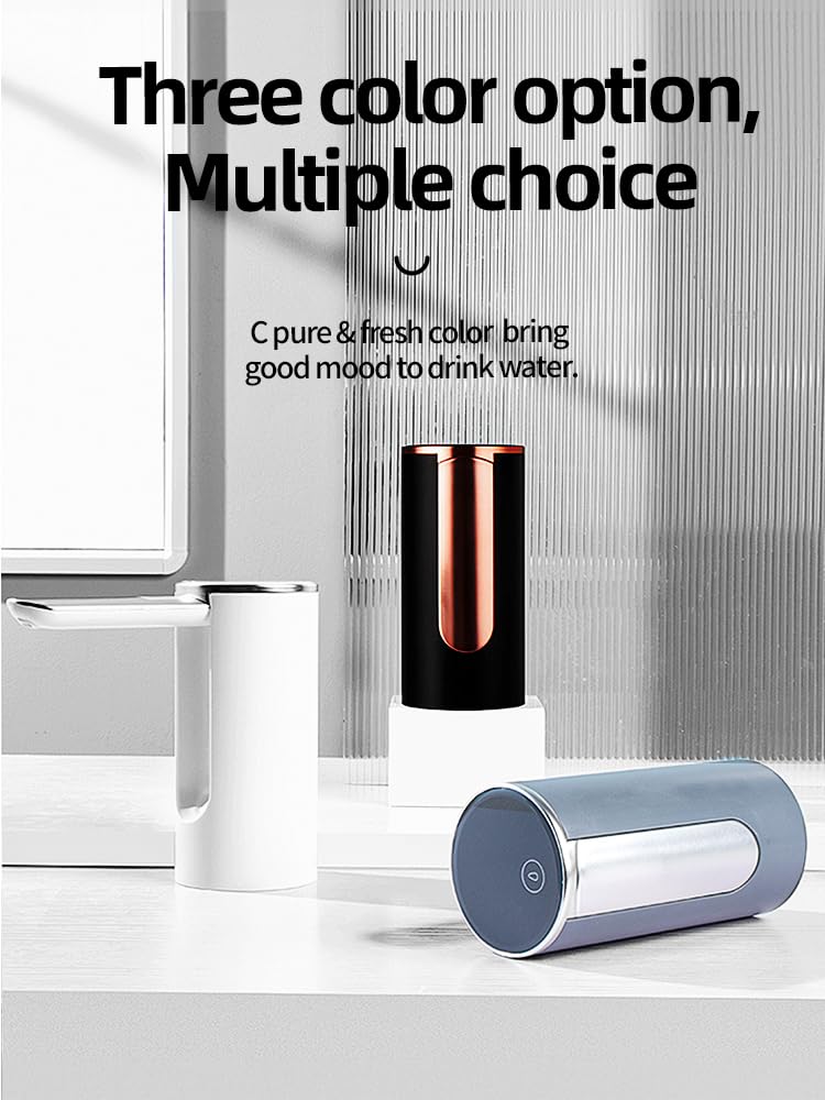 5-Gallon Water Dispenser, Universal Portable Water Bottle Pump, USB Charging and Foldable Storage, Suitable for Home Use,Camping, Office, Garage, Etc. (White)