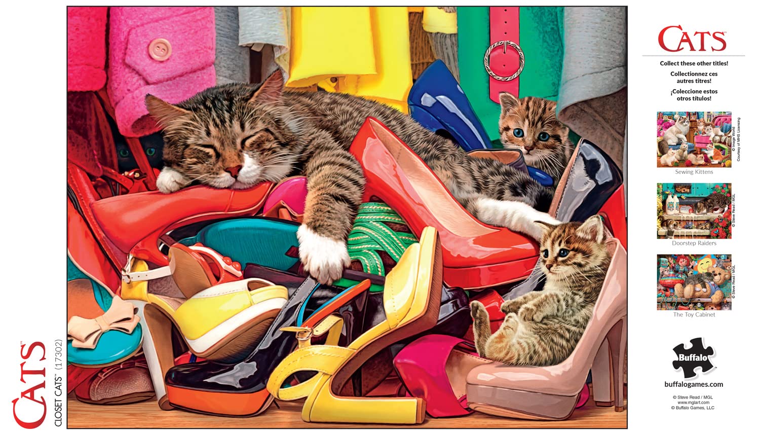Buffalo Games - Steve Read - Steve Read - Closet Cats - 750 Piece Jigsaw Puzzle for Adults Challenging Puzzle Perfect for Game Nights - Finished Puzzle Size is 24.00 x 18.00
