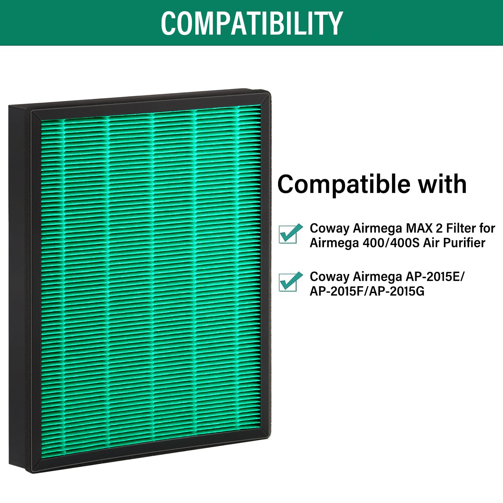 400/400S Replacement Filters Set Compatible with Coway Airmega 400 400s Purifier,2-in-1 Filter with HEPA Filter and Carbon Filter