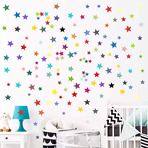 Star Wall Decals, H2MTOOL 162 PCS Multicolor Removable Wall Stickers for Kids Nursery Room Decor (Multicolor, Star)