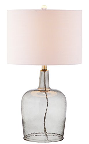 JONATHAN Y JYL4003A Augustine 26" Glass LED Table Lamp Modern Contemporary Bedside Desk Nightstand Lamp for Bedroom Living Room Office College Bookcase LED Bulb Included, Smoke Gray