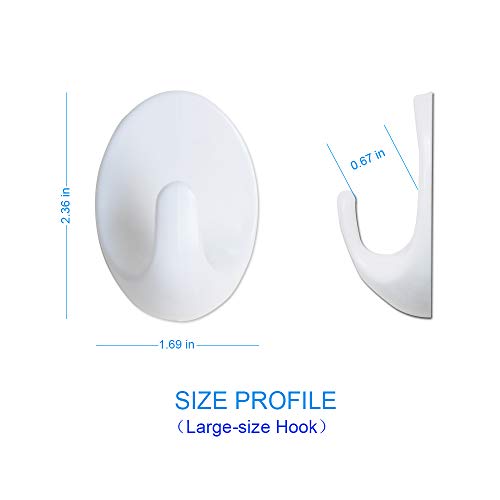 sunshine99 Adhesive Hooks,Damage-Free Hanging Wall Hook Large Utility Pothook Strong Waterproof Hanger for Robe, Coat, Towel, Keys, Bags, Home, Kitchen, Bathroom,Office (Large-Size)(6Pack White)