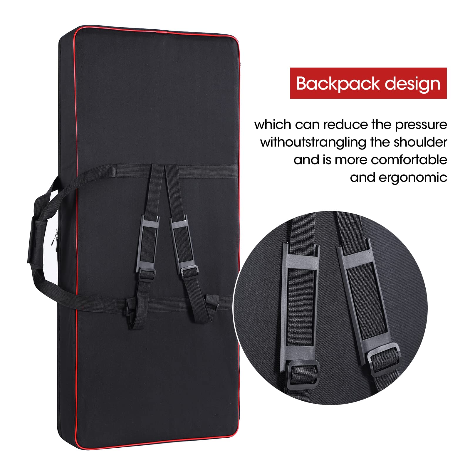 61 Keys Keyboard Case, Portable Padded Keyboard Case, 600D Waterproof Durable Oxford Cloth Keyboard Gig Bag Inside Padded Full Coverage Protection Size40.2"x17.3"x5.9"…