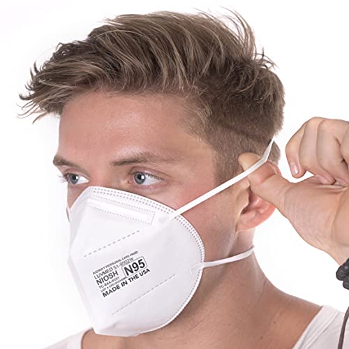 Aidway N95 Respirator - Made in USA - Protection from Dust & Airborne Contaminants - Disposable - 10 Count - White