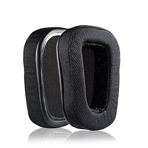 JARMOR Replacement Memory Foam & Mesh Fabric Ear Cushion Pads Cover for Logitech G633 G933 Headphone ONLY (Black)