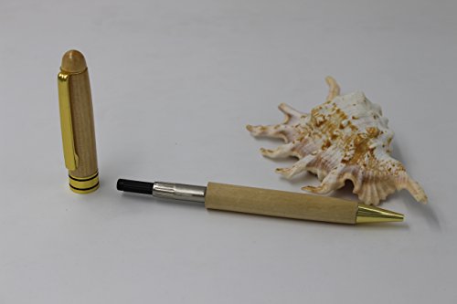 JASON YUEN 5PCS PACK Wooden Eco pen White wood ballpoint pens with gold accessories (Model A, 5PCS WHITE WOODEN)