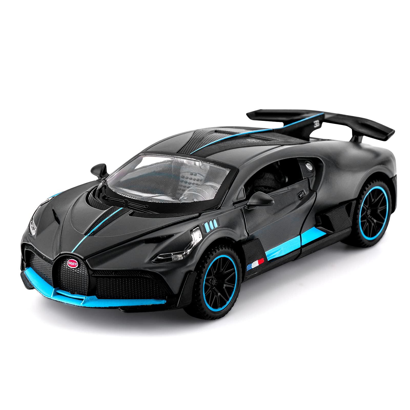 Bugatti Divo Diecast Car,Zinc Alloy Casting Model Toy Car Pull Back Car,1/32 Scale - Toy Gift for Kids Toddlers Boys and Girls (Gray)