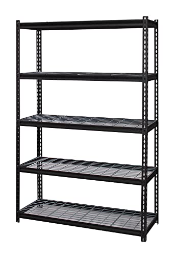 Iron Horse 2300 Deck Wire Shelving Unit, 5 Shelf, 18" x 48" x 72", Black, Black & Zinc