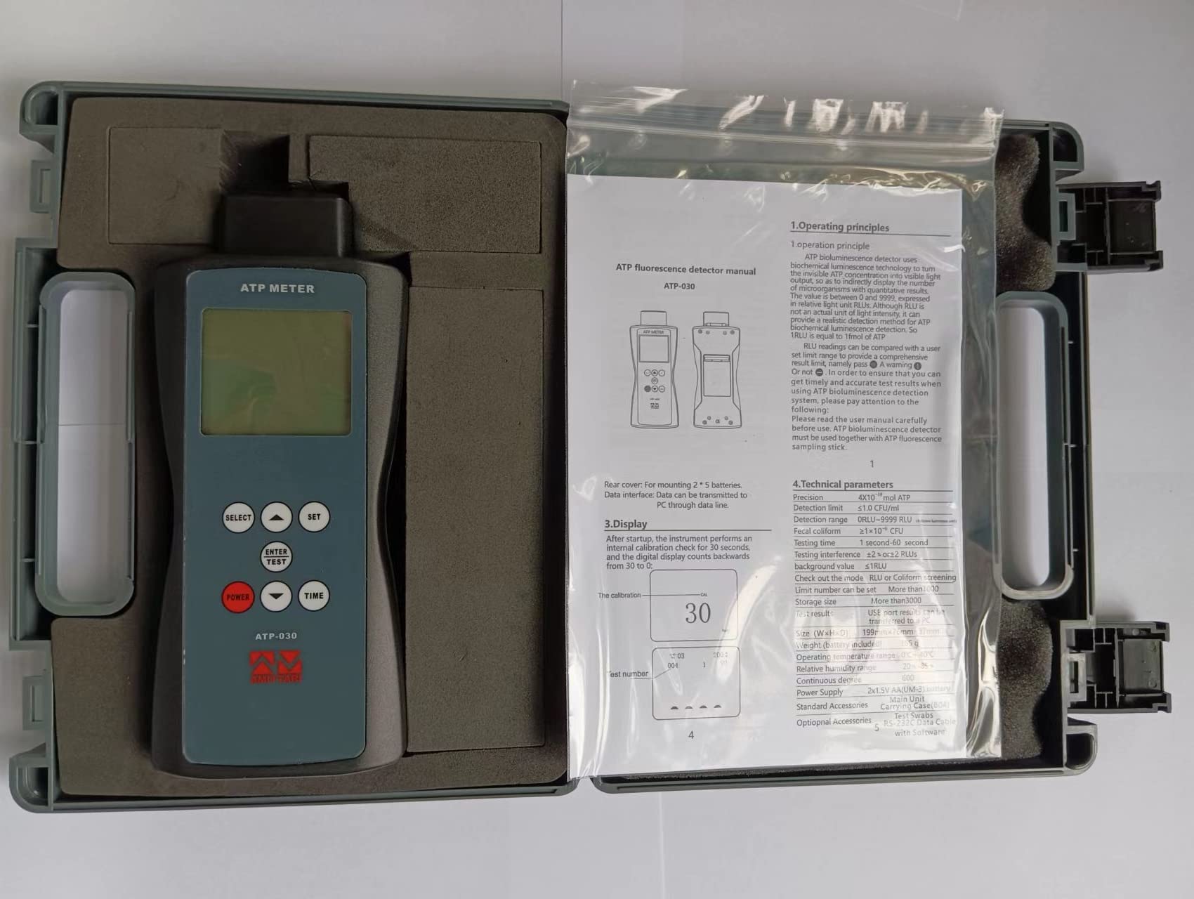 Portable High Precision Fluorescent Bacteria Detector with USB Cable and Test Swabs ATP-030