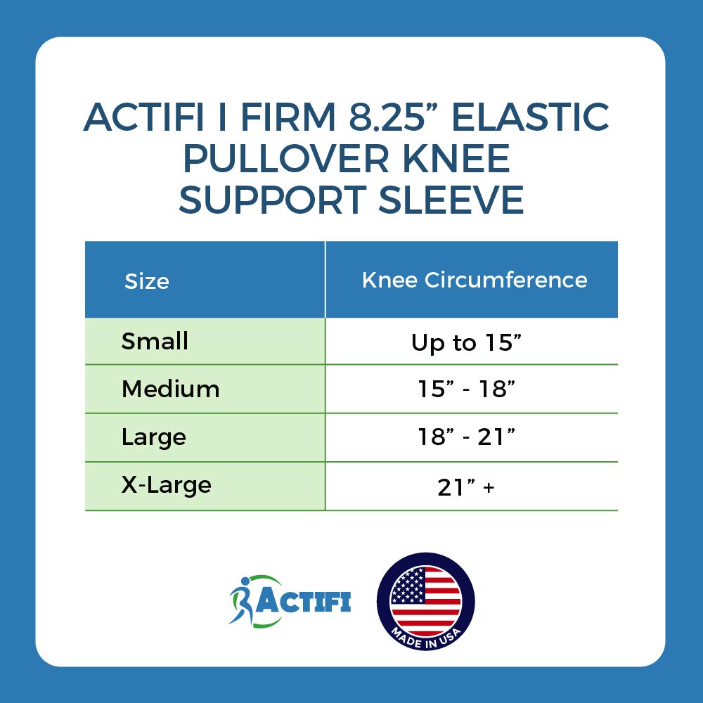 Actifi I Firm Knee Support Sleeve – 8.25” Elastic Compression Pullover Brace
