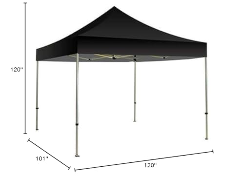 BannerBuzz Blank Canopy Tent, Only Topper, 420 Denier Oxford Polyester Fabric, 325 GSM, Velcro Topper Attachment (10' x 10', Black)
