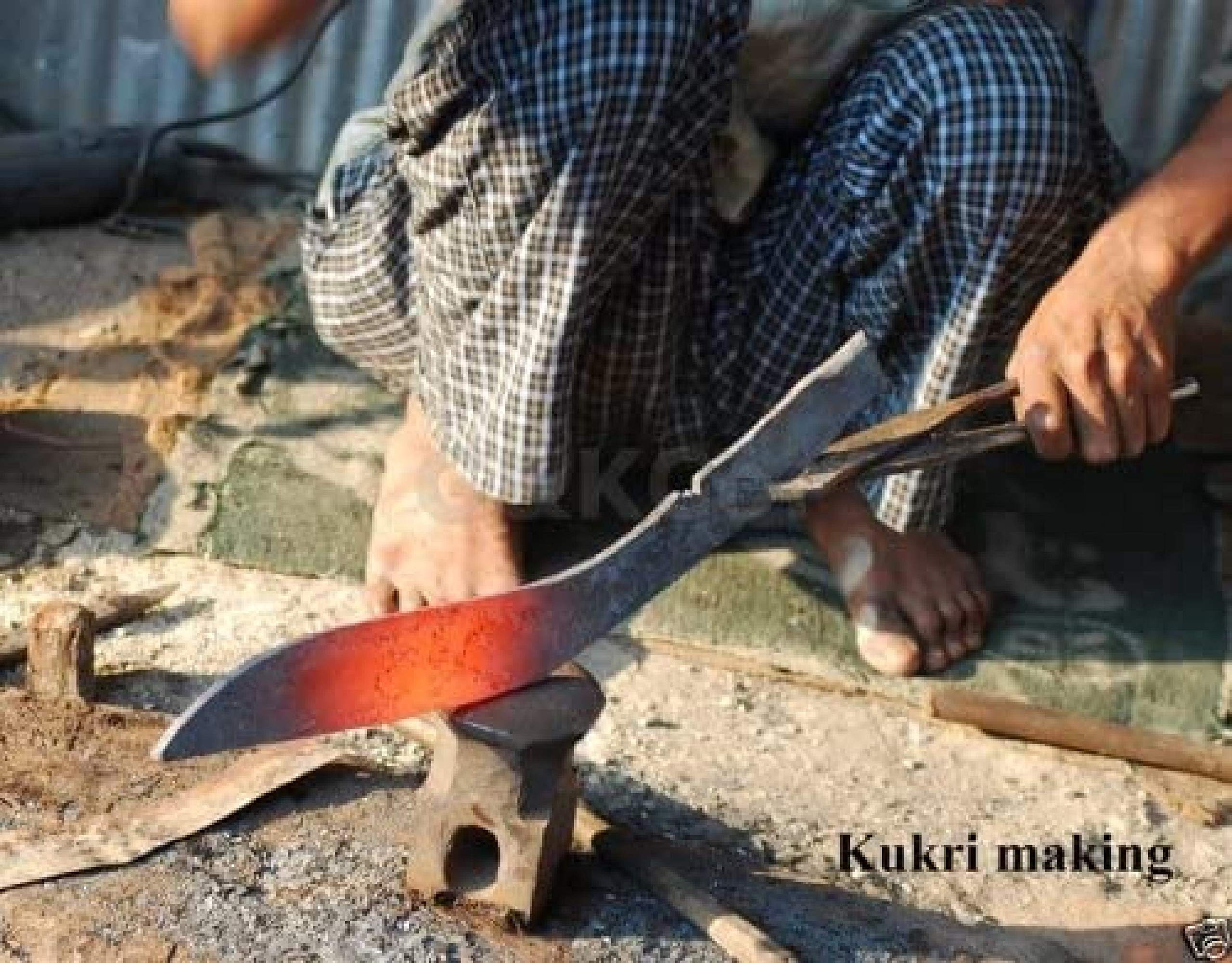 Gurkha Kukri Knife Overall 15 IN Panawal Sirupate Khukuri Knife 9.5 IN Fixed Blade Leather Sheath & 2 Small Knives - Handmade In Nepal