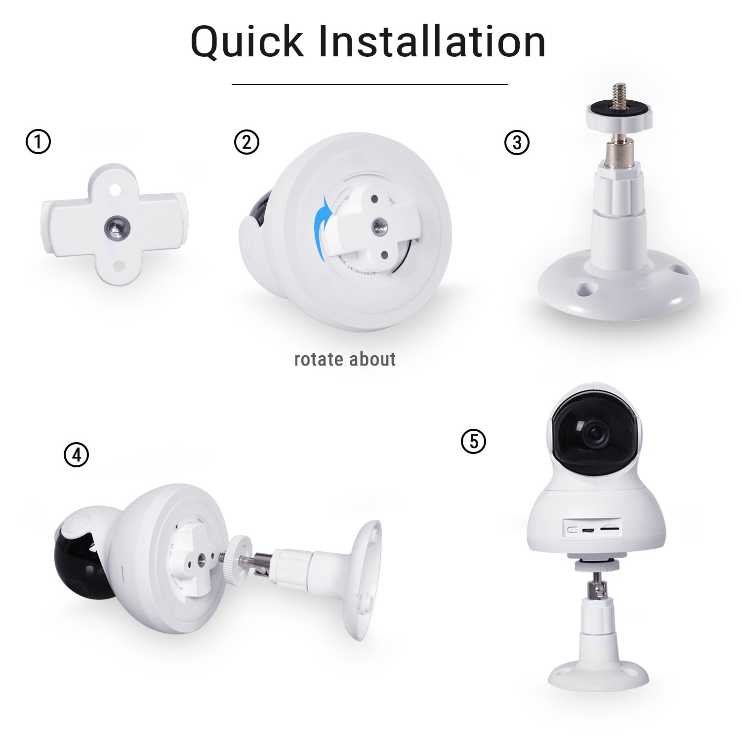 Wall Mount Bracket for YI Dome Camera and YI Cloud Home Camera,HOLACA 360 Degree Protective Adjustable Wall Mount Holder for YI Camera