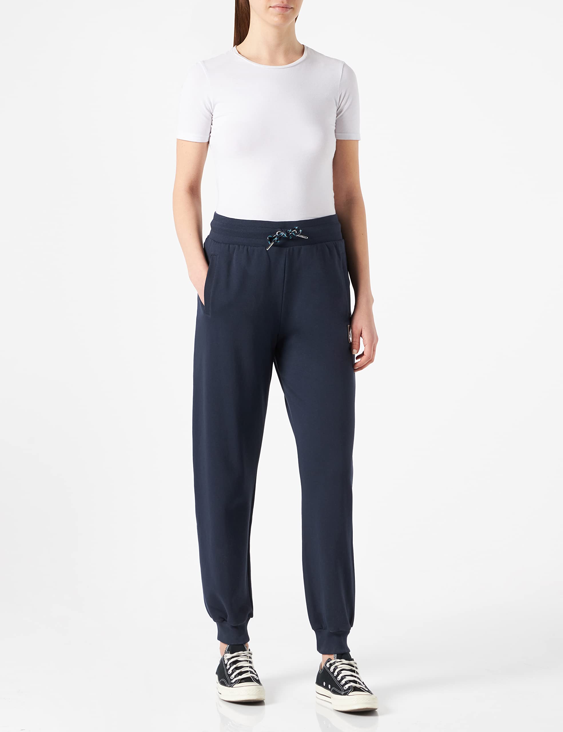 A|X Armani Exchange Women's Organic Cotton Shiny Logo Joggers, Glacier, M