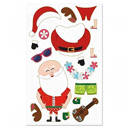 Build Your Own Santa Sticker Sheets - Set of 36 Santas and Coordinating Stickers, Christmas Decorating Stickers, DIY Activity for Kids, Holiday Arts and Crafts