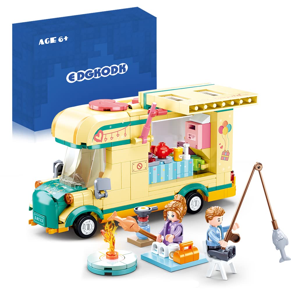 EDGKODK Friendship Bus Building Toys for Girls Age 7-14, Summer Camp Rv Educational Building Block Toys, 314 Pieces