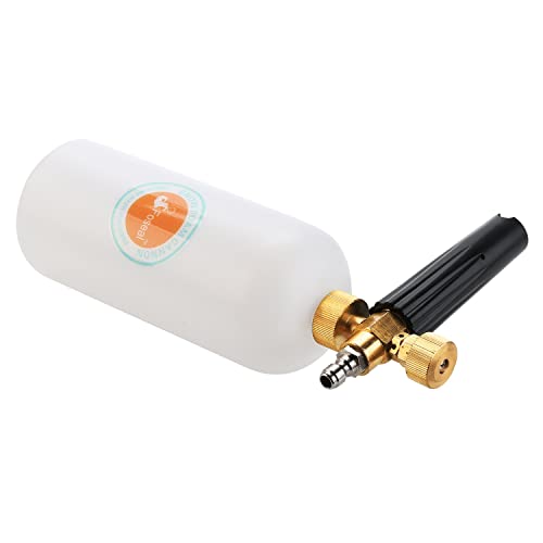 Foseal Adjustable Snow Foam Cannon with Heavy Duty Brass Knob, 1/4" Quick Release Foam Blaster for Pressure Washer Gun, 1L Bottle