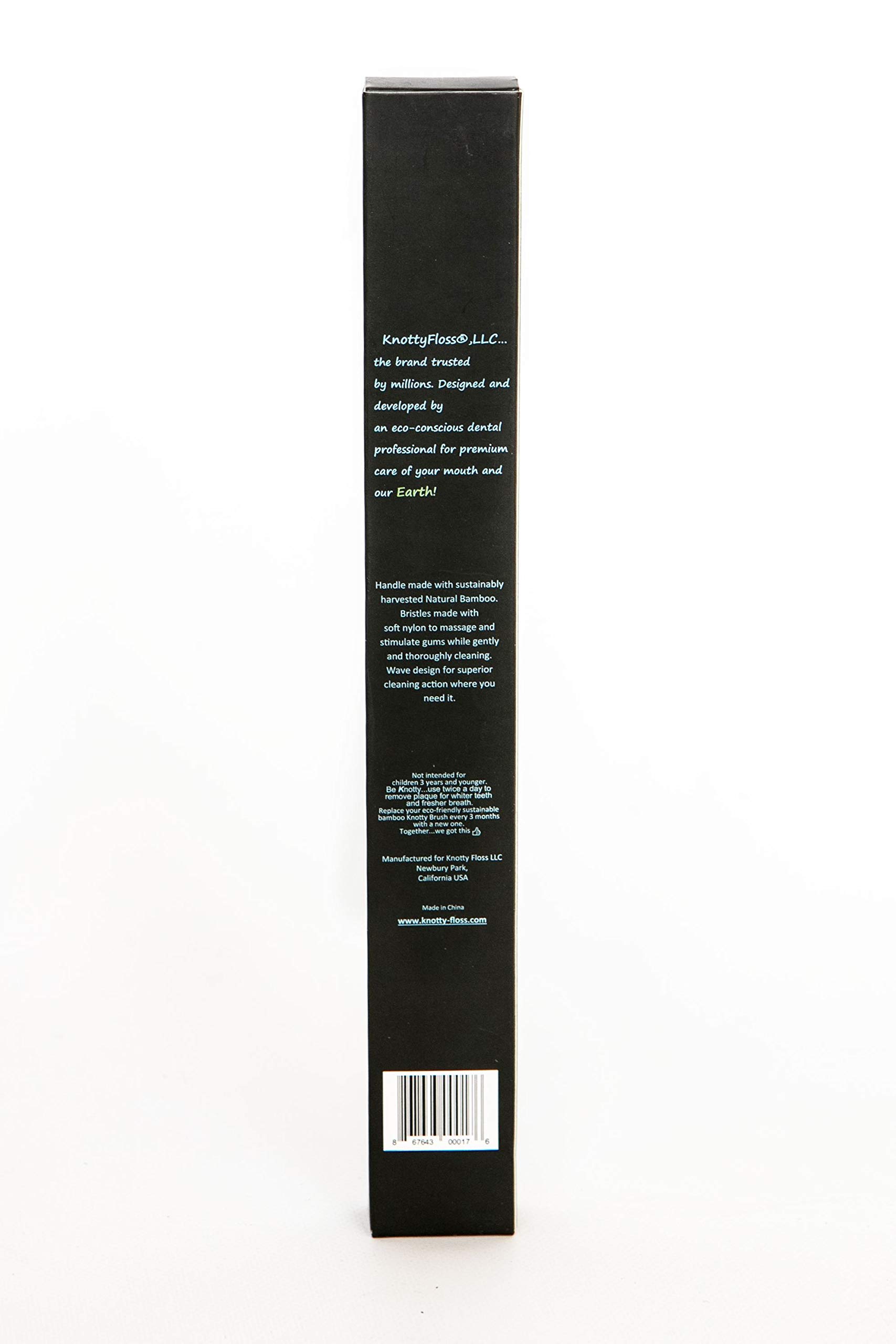Knotty Brush Bamboo Toothbrush with Soft Nylon Bristles - Adult Size - 4 Pack