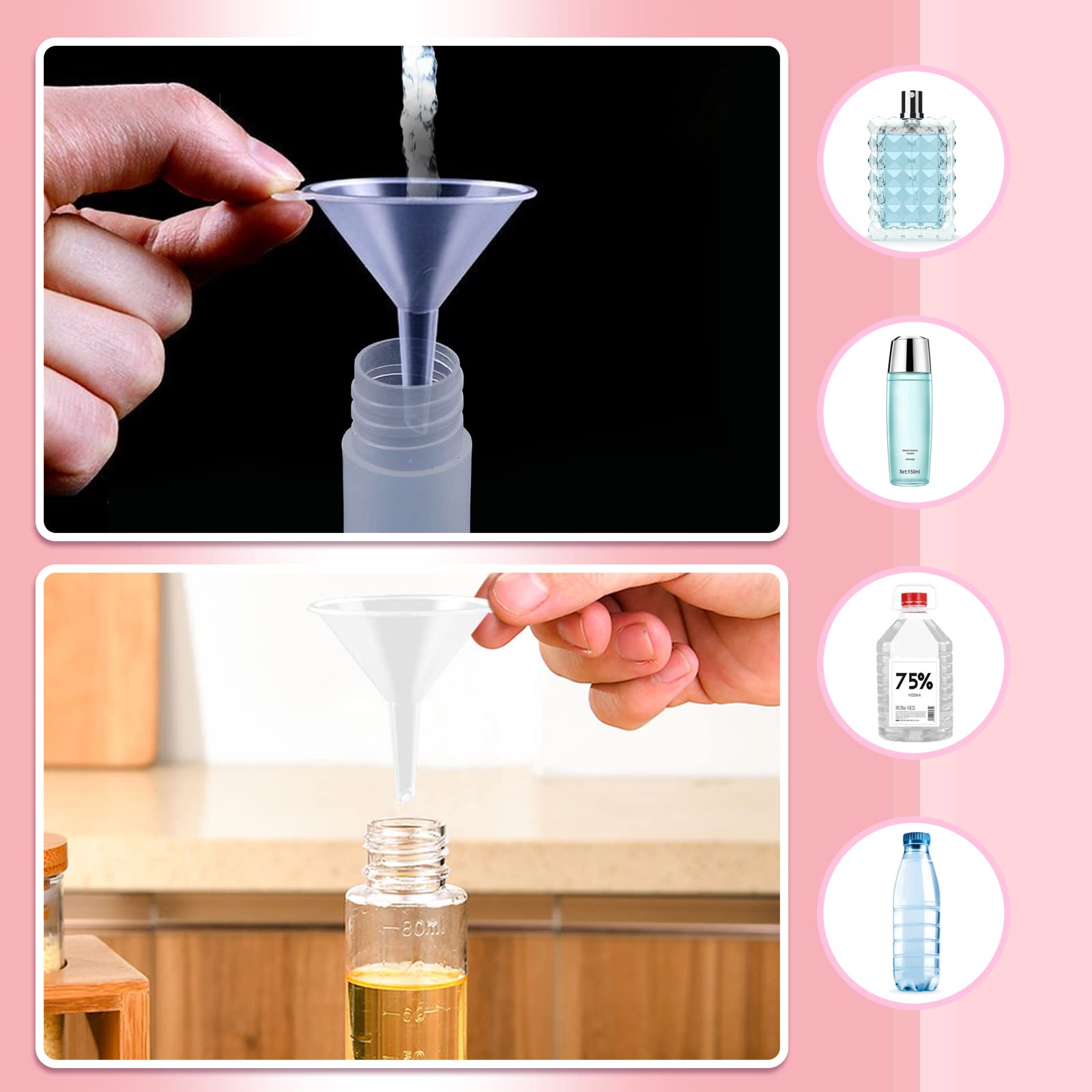 SelfTek 15 Pack Spritzer Bottle, 10ml Mini Portable Mist Empty Spray Bottle Perfume Travel Refillable Spray Bottles with 15 Funnels