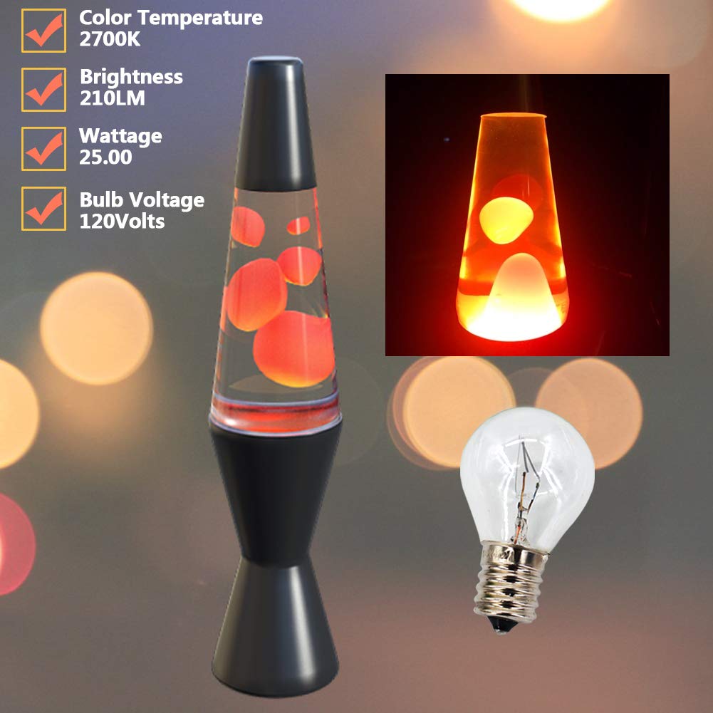 6 Pack S11 E17 Base 25 Watt Bulbs for Lava Lamps,Replacement Bulbs for Lava Lamps,Glitter Lamps