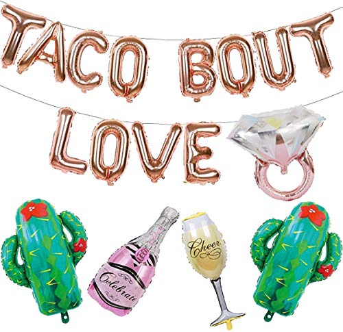 Taco Bout Love Balloon,Rose Gold Taco Bout Love Banner Party Decor for Mexican Fiesta Themed Bridal Shower Bachelorette Wedding Engagement Anniversary Party Decorations Supplies