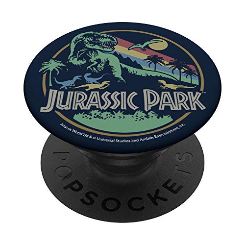 Jurassic Park Retro Circle Color Stripes PopSockets PopGrip: Swappable Grip for Phones & Tablets