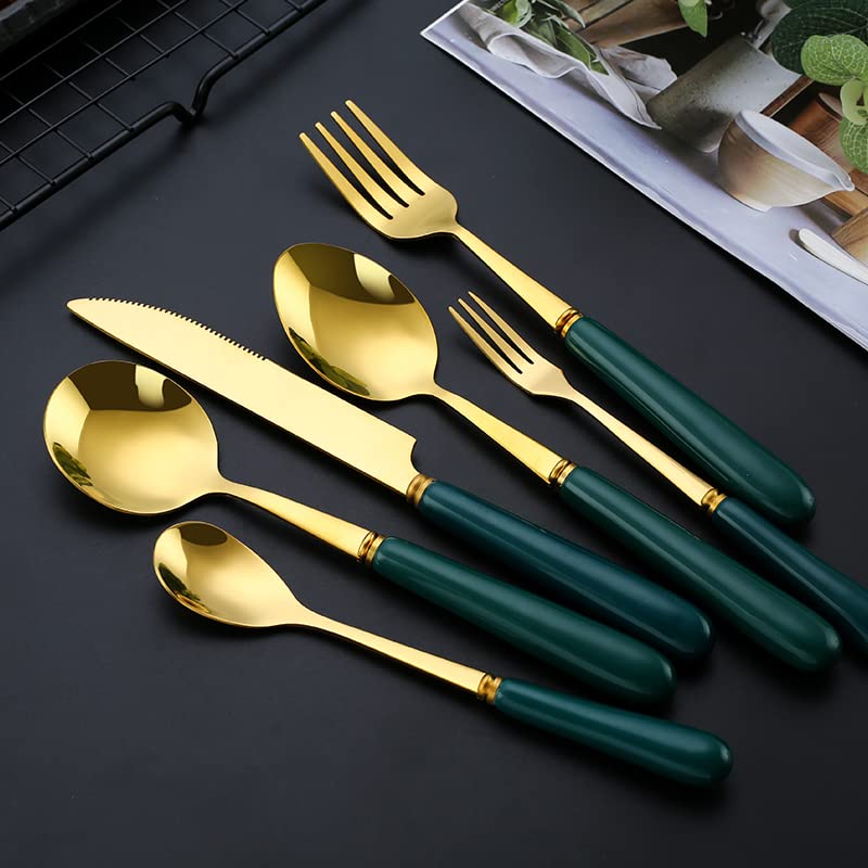 36 Piece Gold Cutlery Silverware Set, Stainless Steel Cutlery Set for 6 People Home Sourcing Tool (Color : 36Piece Silver)