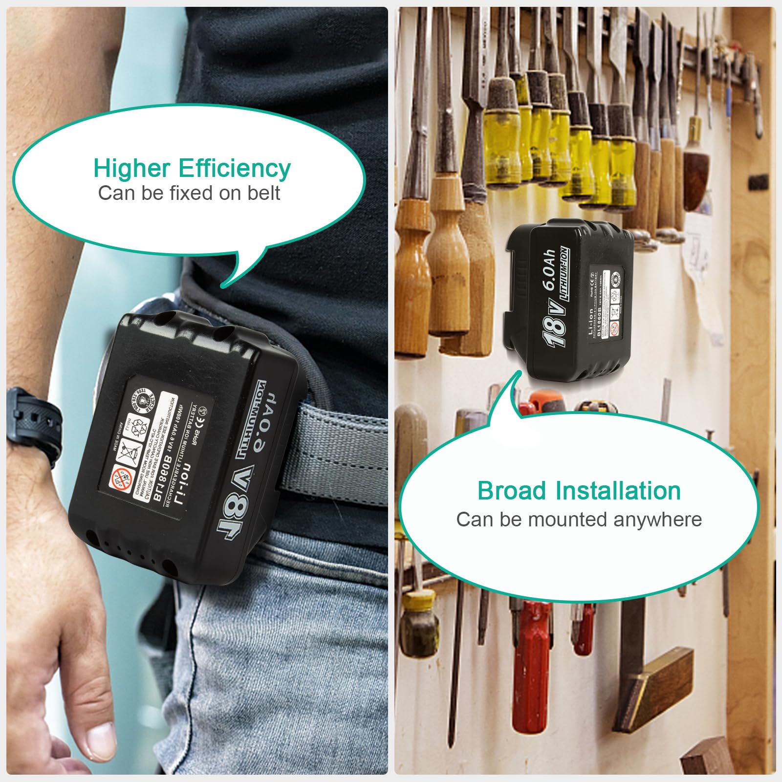 APTOOLER Replacement for Makita 18V Battery 6.0Ah 4/pk Compatible with Makita BL1815 BL1830 BL1835 BL1840 BL1850 BL1860 18volt Battery