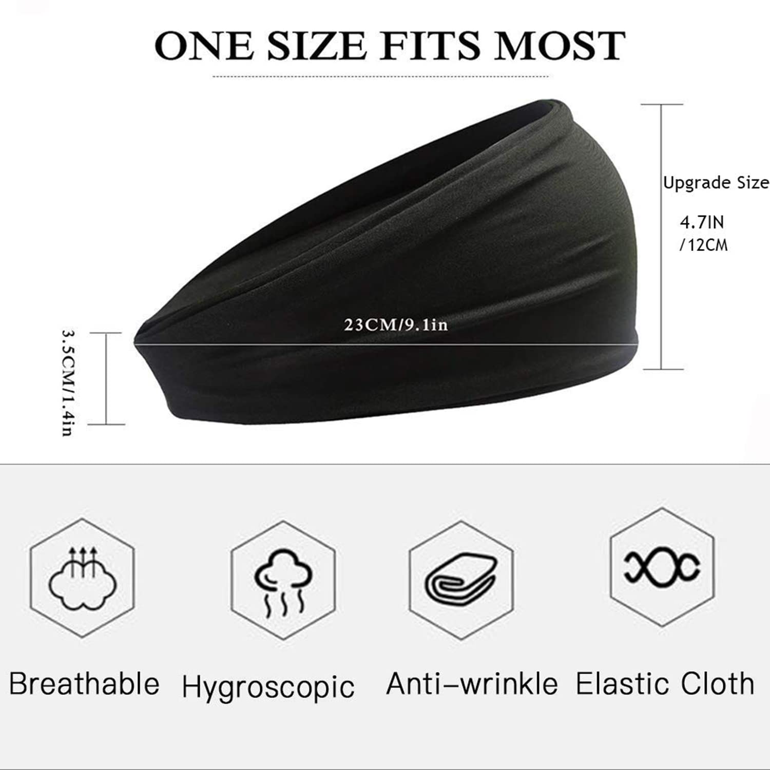 6 Pack Sports Headbands for Men, OFFTESTY Lightweight Mens Hairband Stretchy Moisture Wicking Workout Sweatbands