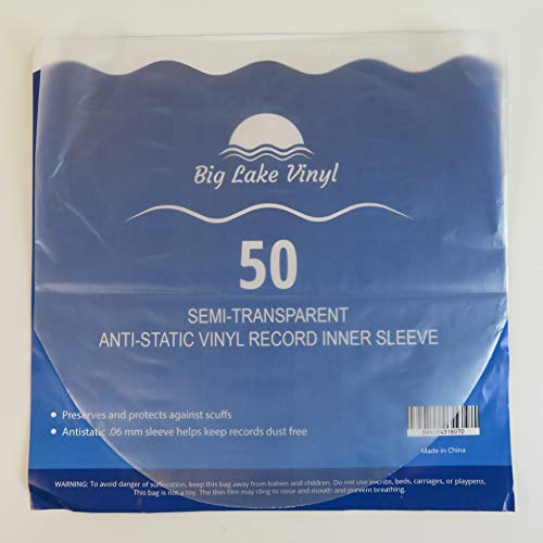 50 Vinyl Record Inner Sleeves-12" Anti-Static Semi Transparent Rounded Bottom Plastic | Protect and Preserve LPs