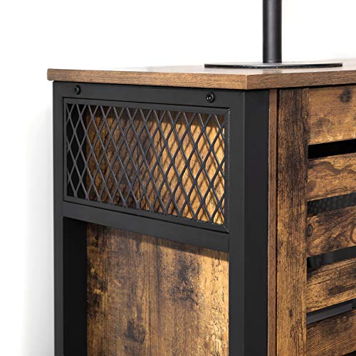 VASAGLE Lowell Storage Cabinet, Sideboard with Adjustable Shelves and Louvered Doors, Industrial, 13" D x 44.9" W x 29.5" H, Rustic Brown
