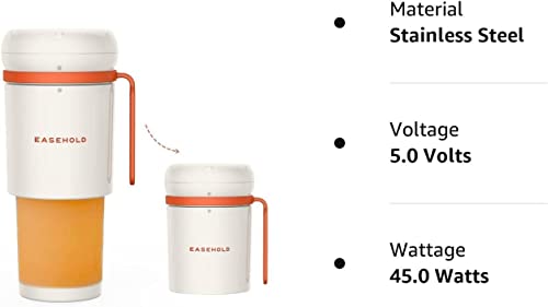 EASEHOLD Portable Blender, Personal Blender for Shakes, Mini Blender USB Magnetic Rechargeable, Travel Juicer Cup with Ultra Sharp 4 Blades, BPA-Free 10.5oz To-Go Fruit Mixer for Office, Sports, Gym