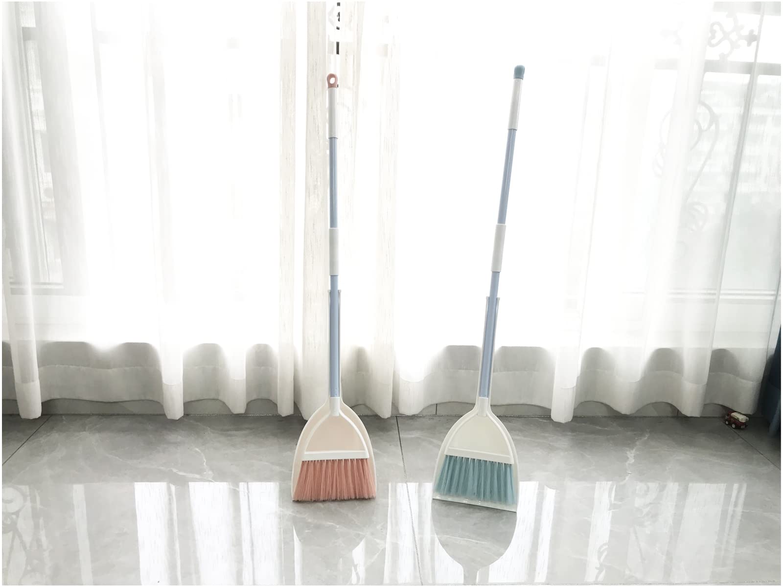 BSMstone Kids Broom and Dustpan Set-Mini Dustpan and Broom for Children Housekeeping Pretend Play Cleaning Tools Set (Blue)