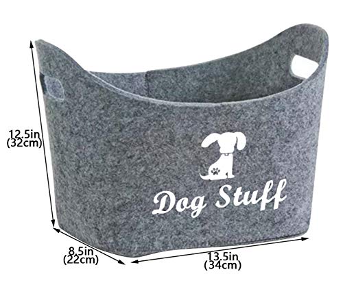 Geyecete Soft felt Pet Toy Bin Dog Toys Storage Bins - with Handles, Pet supplies storage Basket/Bin Kids Toy Chest Storage Trunk (Grey)