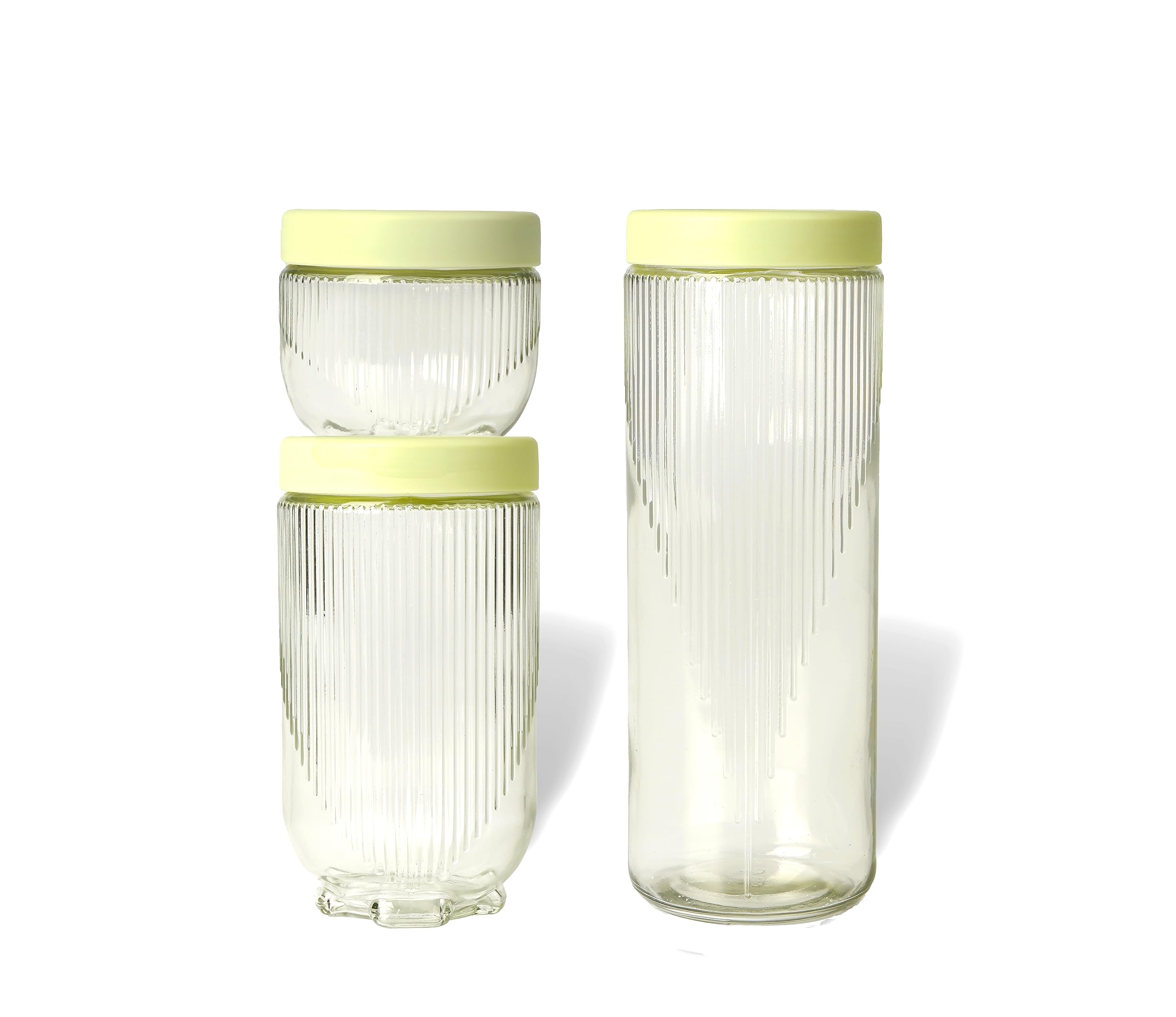 6 Pack Stackable Glass Airtight Food Storage Jars, Overnight Oats Containers with Snap Function Screw Lid, Glass Food Storage Containers for Fruit Cereal Coffee Bean Spice Sugar Yogurt (GREEN 6P)