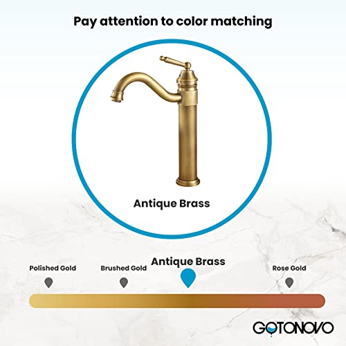 Antique Brass Single Handle Bathroom Sink Faucet Brushed Brass Long Reach Bathroom Faucet Mixer Tap Brushed Brass Pop Up Drain Without Overflow Included Hot and Cold Water